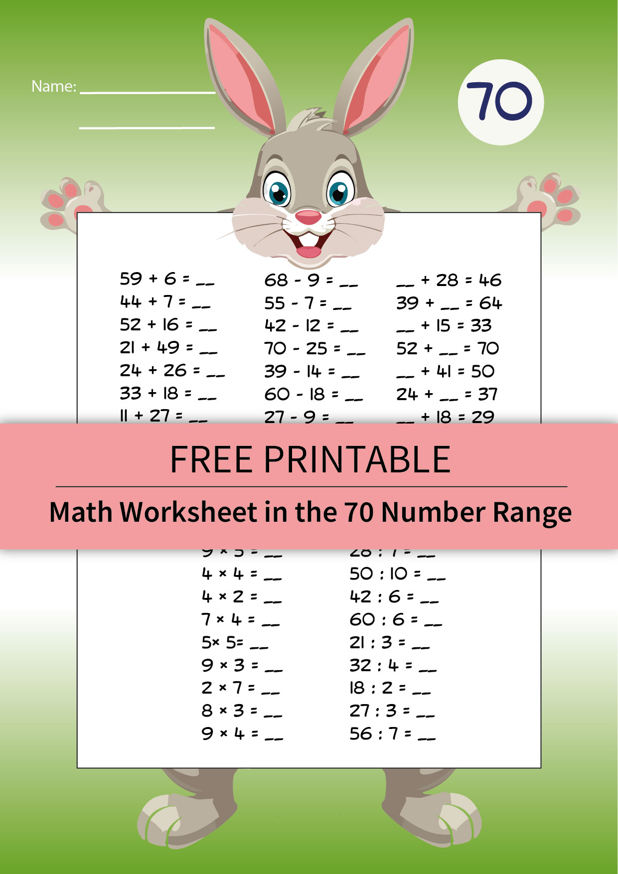 Bunny-Themed Math Worksheet for First Graders | Practice Addition ...